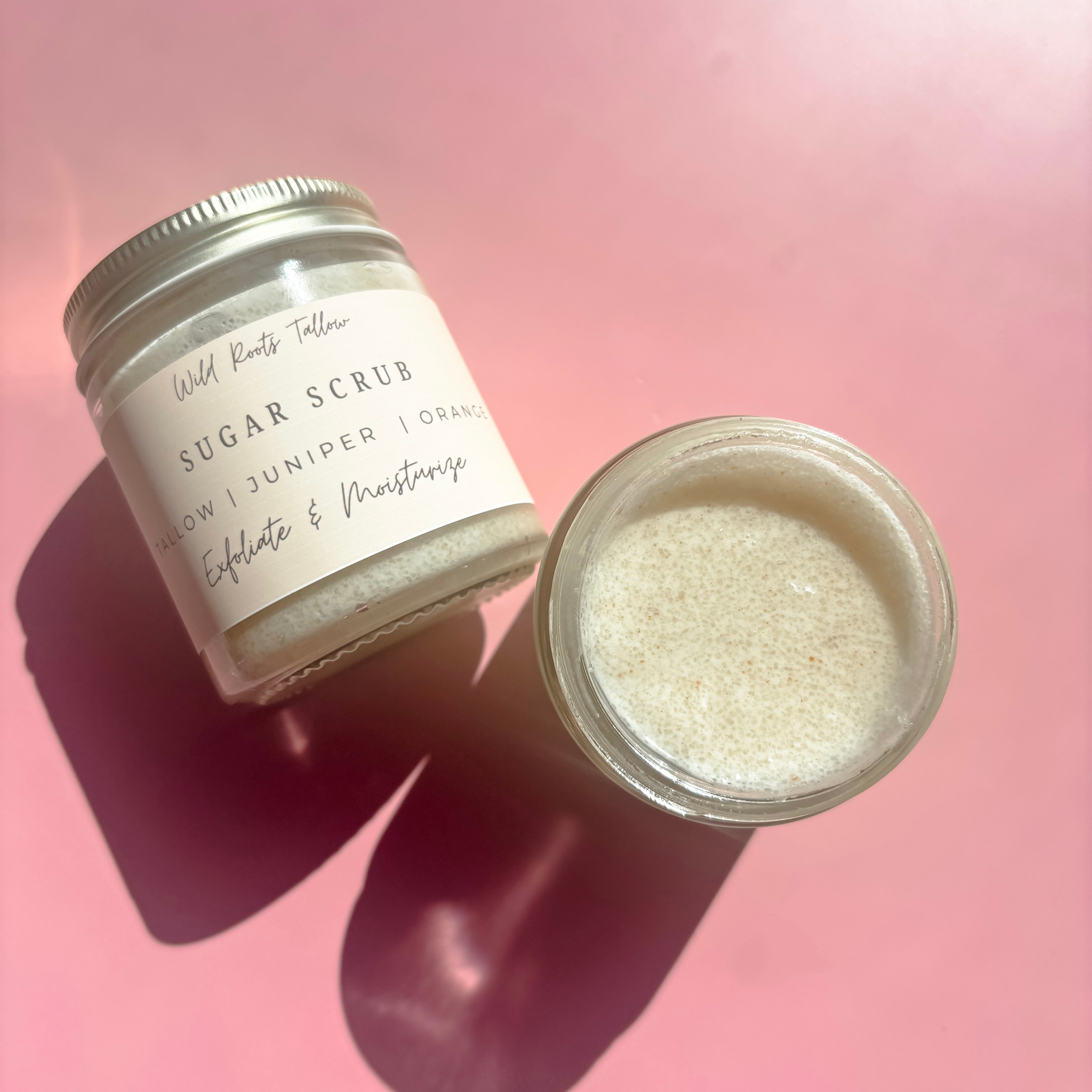 Juniper + Orange Tallow Infused Sugar Scrub – Wild Roots Tallow Co.